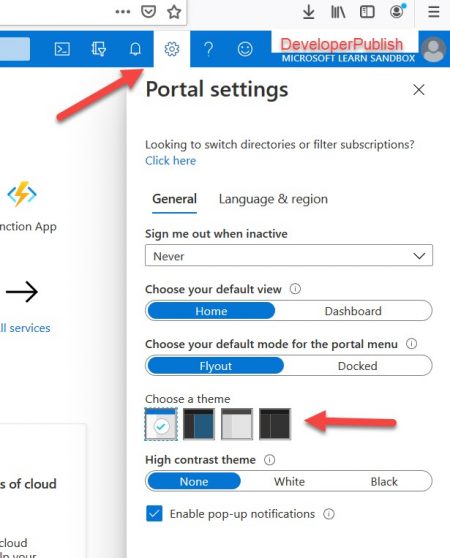 Azure Tip #5 - Change Color Theme in Azure Portal - Developer Publish
