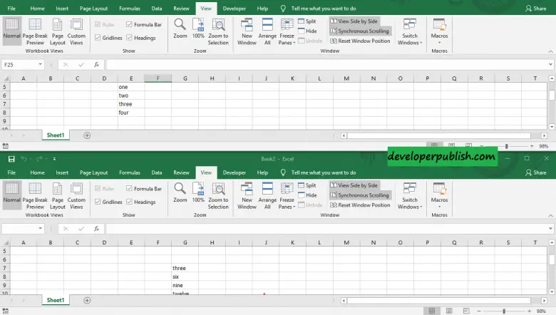 How To View Multiple Excel Workbooks At The Same Time Developer Publish