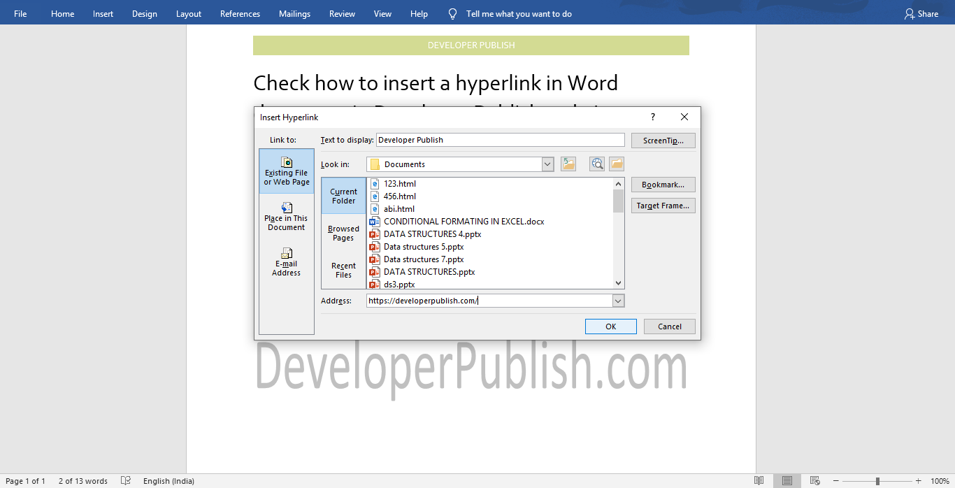 How to Insert Hyperlinks in Word? - Developer Publish