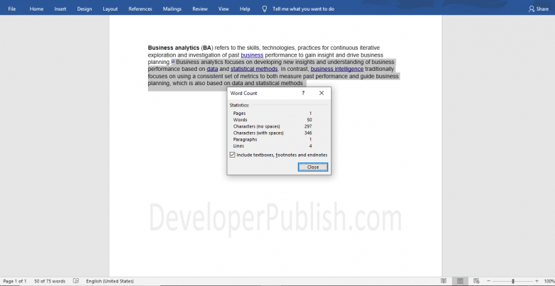 How to Show Word Count in Word? - Developer Publish