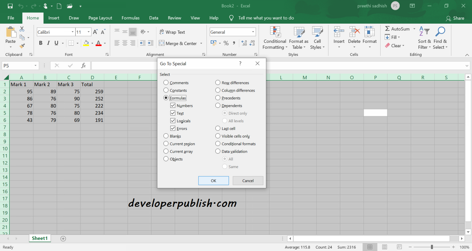 Hide And Lock Formulas In Excel Developer Publish