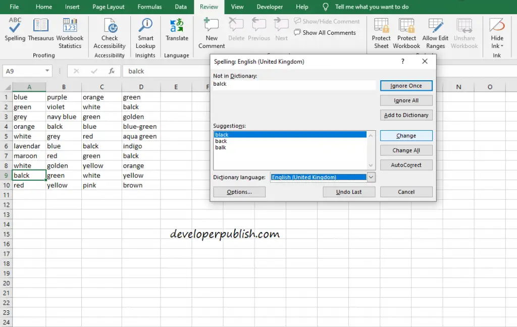How To Use Spell Check In Microsoft Excel Developer Publish