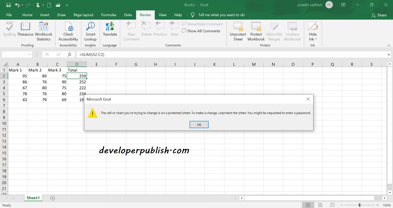 Hide and lock formulas in Excel - Developer Publish