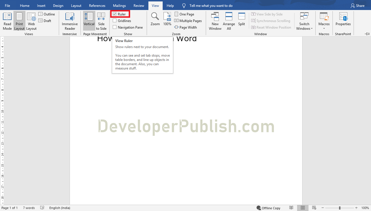 How to Show Ruler in Microsoft Word? - DeveloperPublish