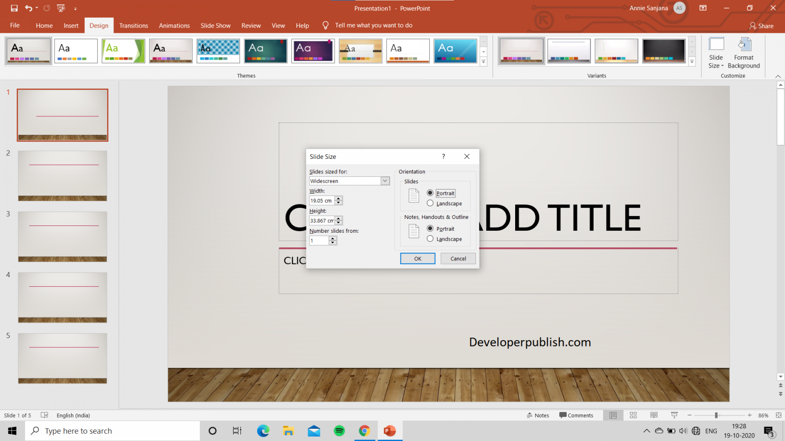How to Change the page orientation in PowerPoint