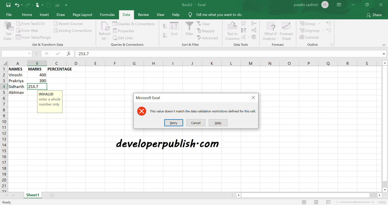 Restrict Data to Number or Decimal in Microsoft Excel