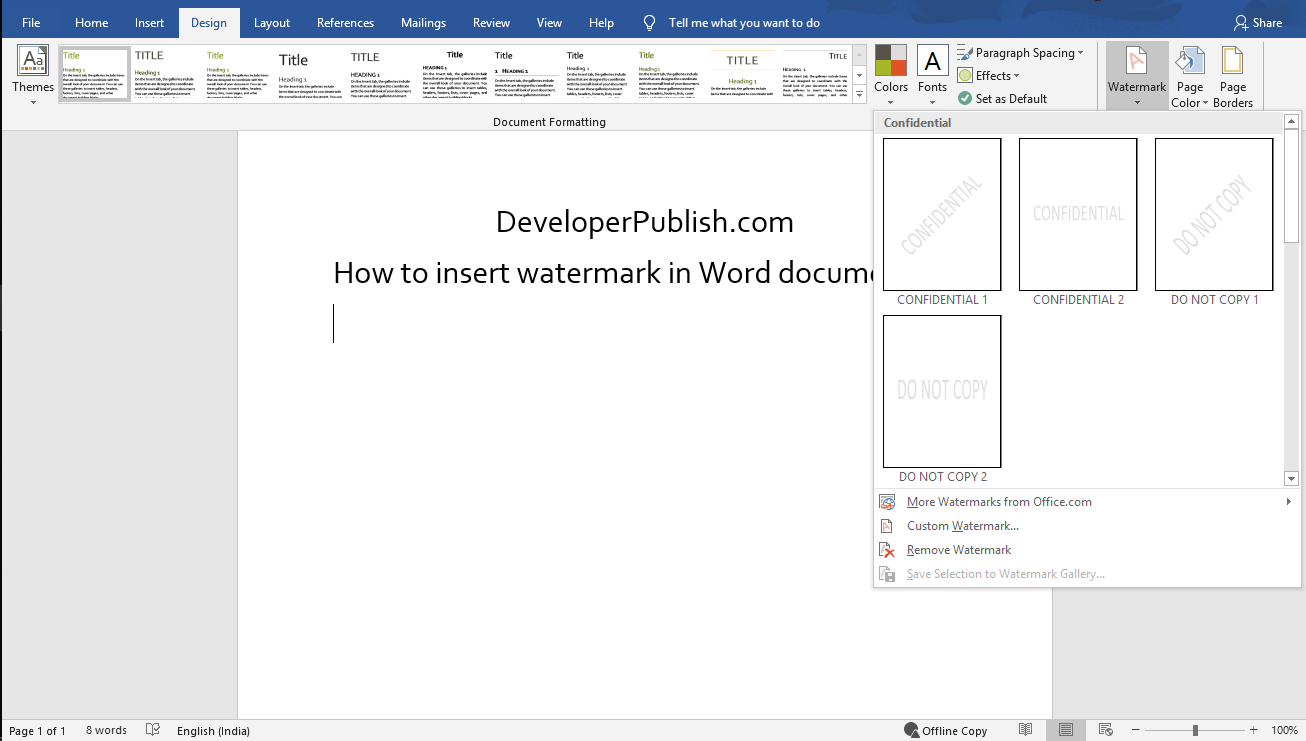 How to Insert Watermark in Microsoft Word? - Developer Publish
