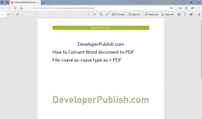 How to Convert Word document to PDF ?- Developer Publish