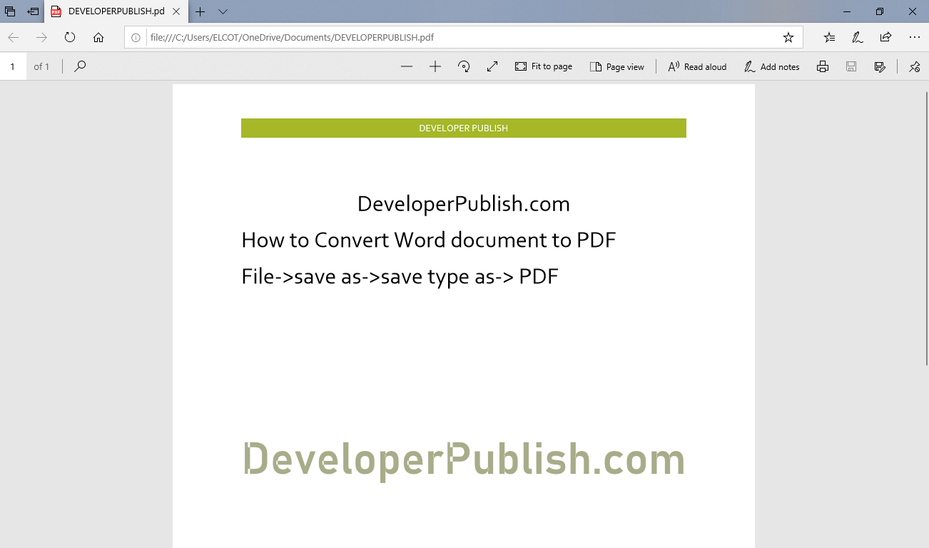 How to Convert Word document to PDF ?- Developer Publish
