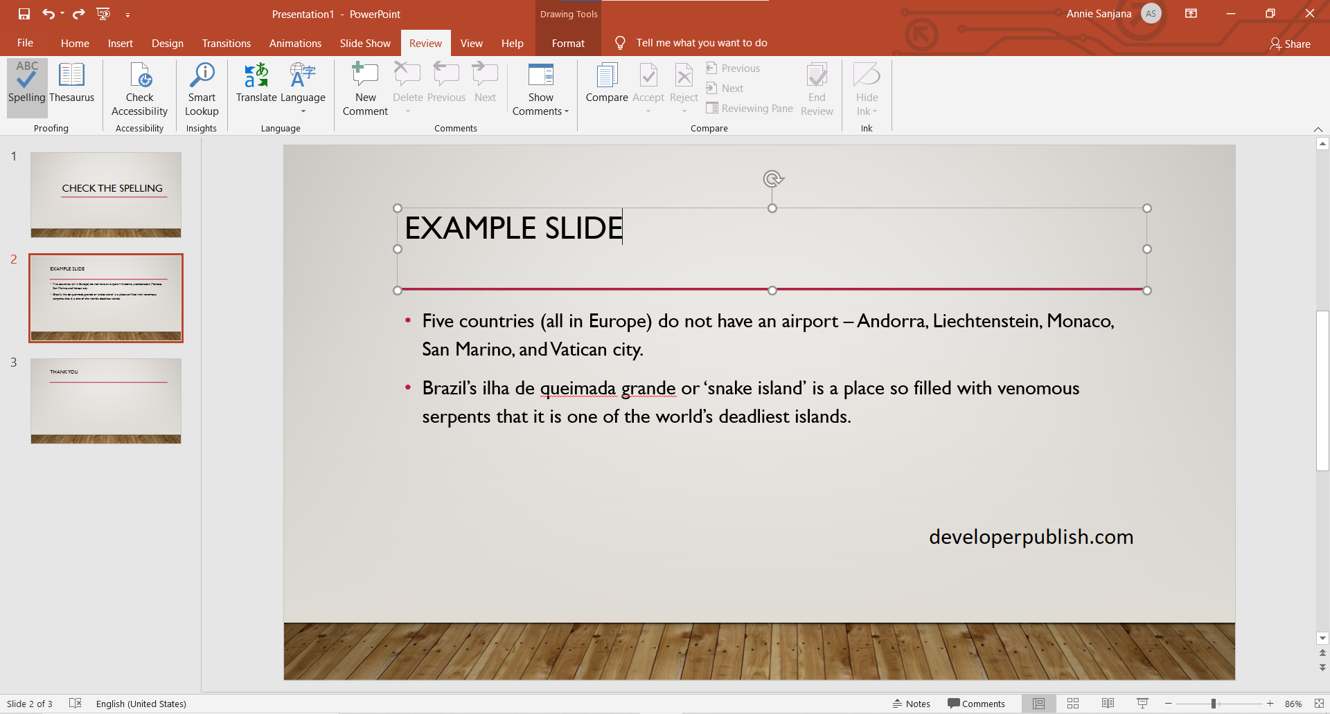 Check spelling in Your presentation in PowerPoint | PowerPoint Tutorials