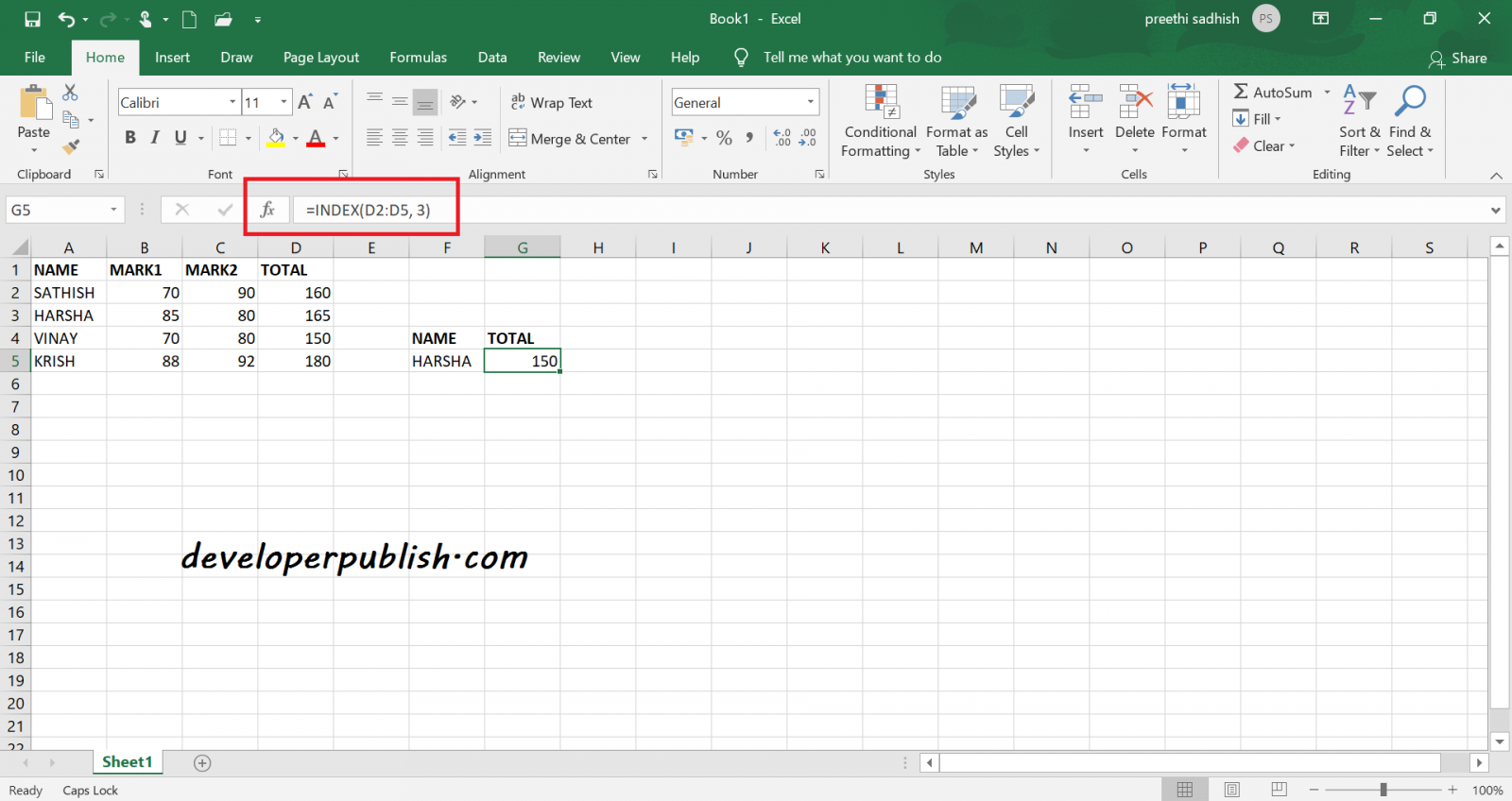 Index and Match in Microsoft Excel - Developer Publish