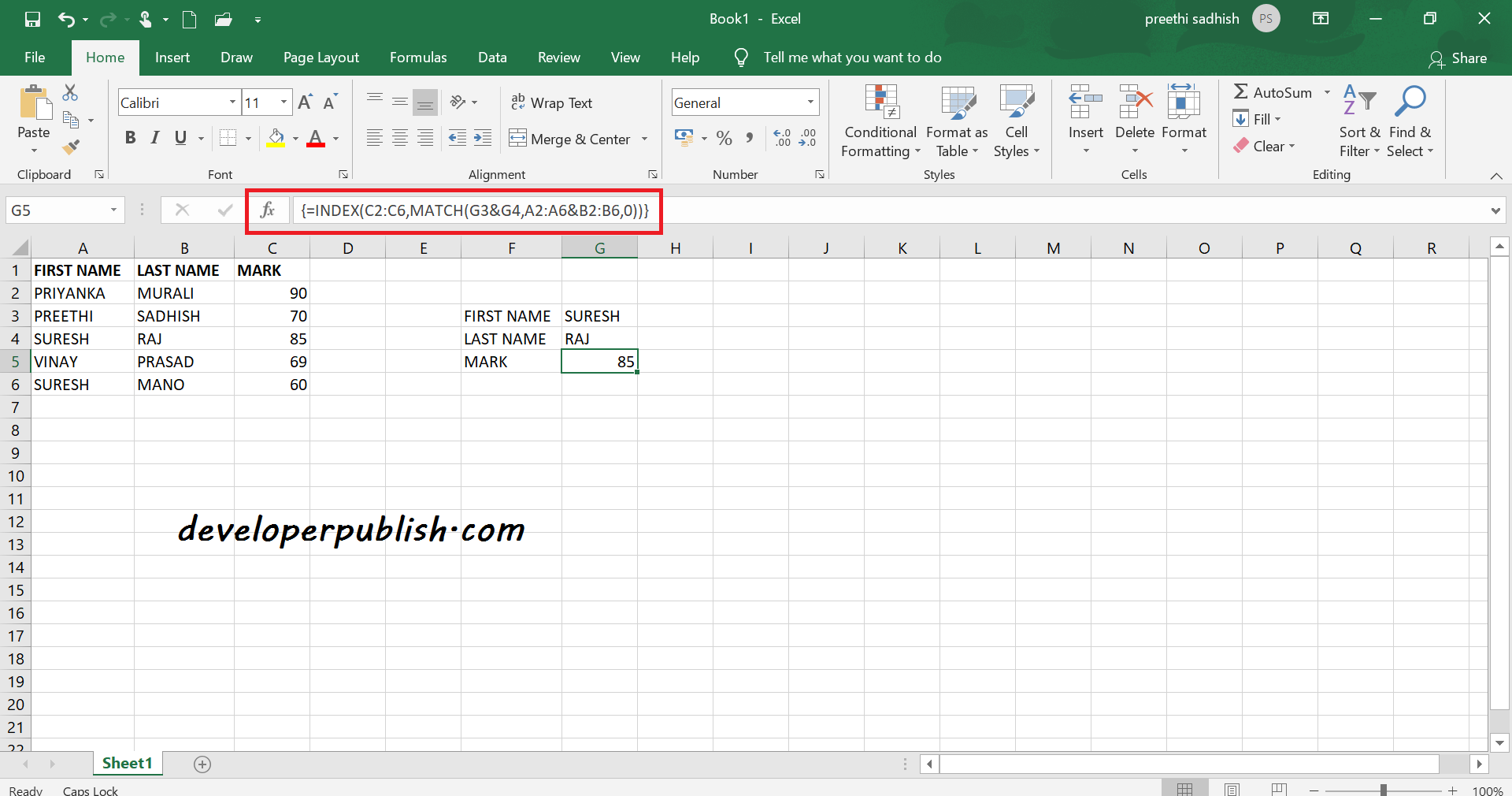 Index and Match in Microsoft Excel - Developer Publish