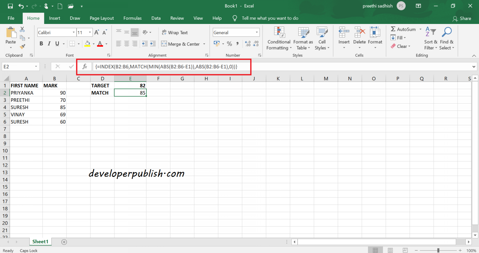 Index and Match in Microsoft Excel - Developer Publish