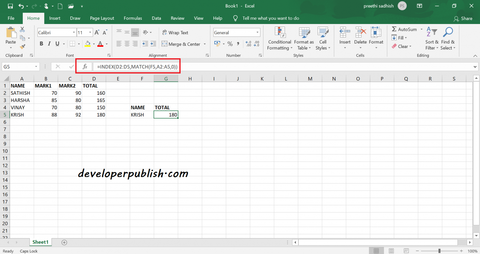 Index And Match In Microsoft Excel Developer Publish
