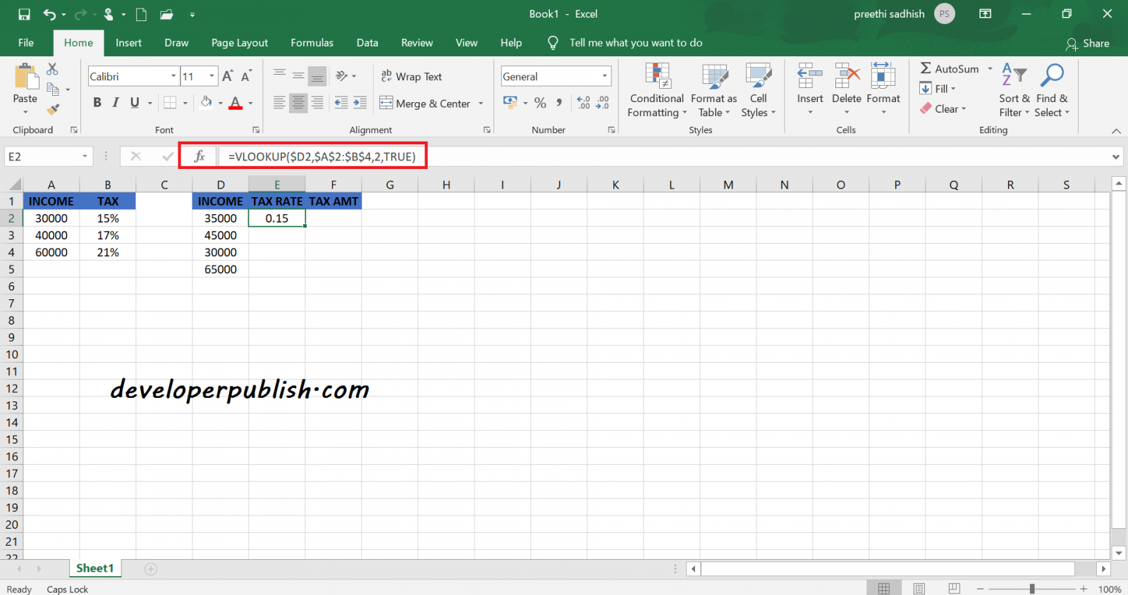 Income Tax Calculator in Excel - Developer Publish