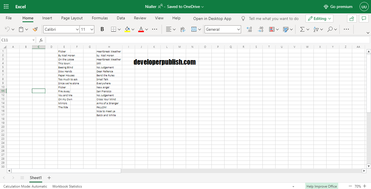 Excel Online Feature - DeveloperPublish Excel Tutorials