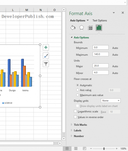 Customize Axes in Excel - Developer Publish Tutorials