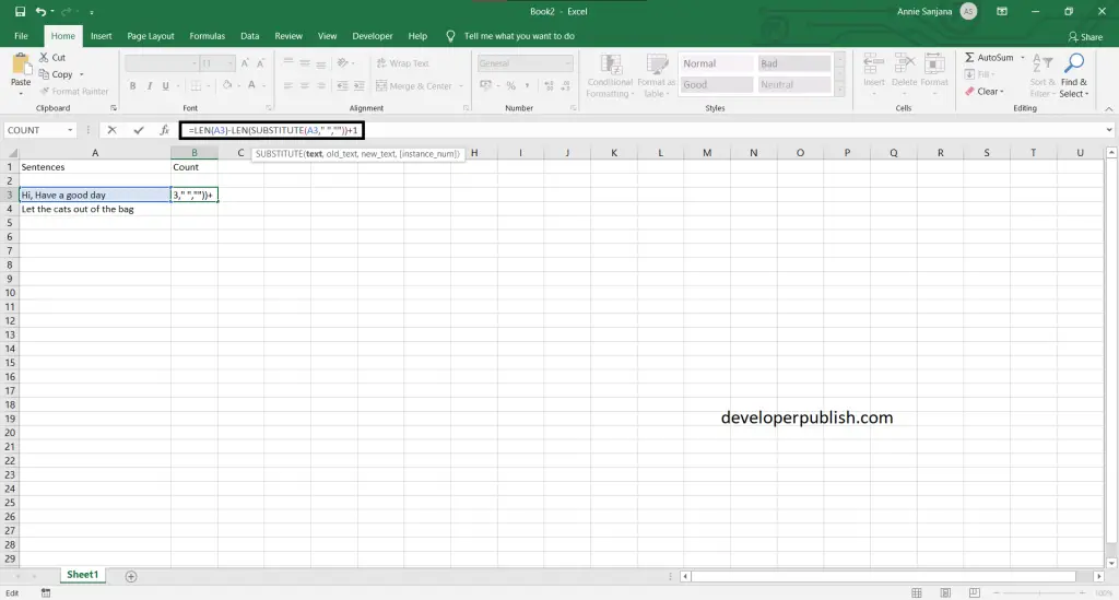 How To Count Number Of Words In Excel Cell DeveloperPublish