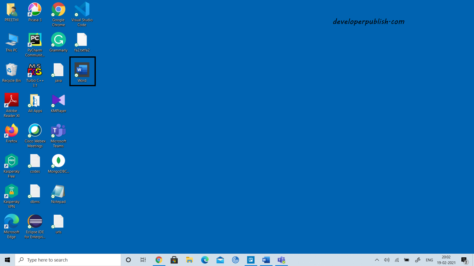 Create a desktop Shortcut for Word - Developer Publish Create a desktop Shortcut for Word - Developer Publish