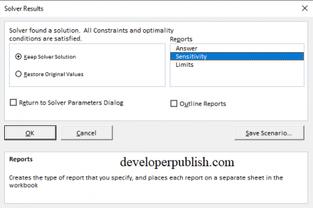 Sensitivity Analysis with Excel Solver - Developer Publish