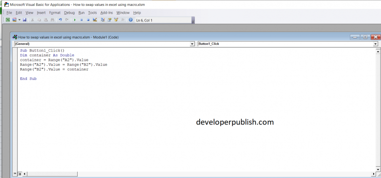 Swapping Two Values Using Macros In Excel Developer Publish