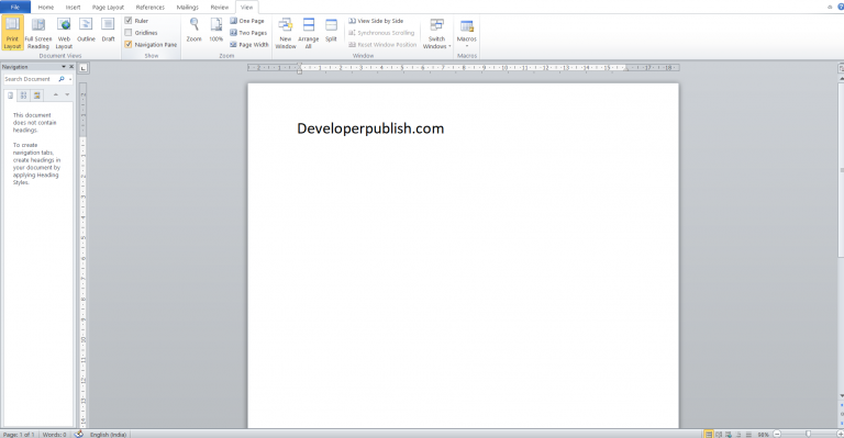 Navigation Pane in Microsoft Word - Developer Publish