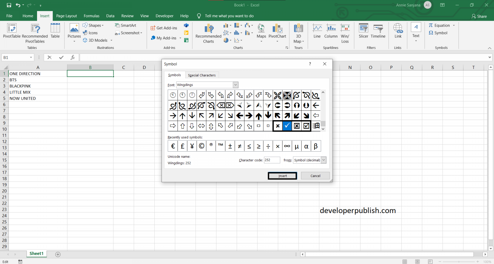 5 Best Ways to Insert a tick symbol and Cross mark in Excel