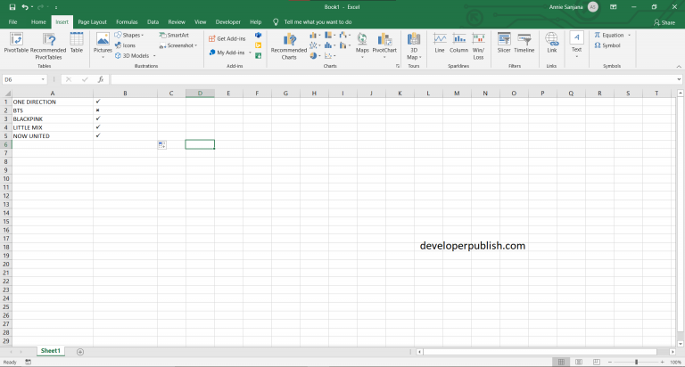 5 Best Ways to Insert a tick symbol and Cross mark in Excel