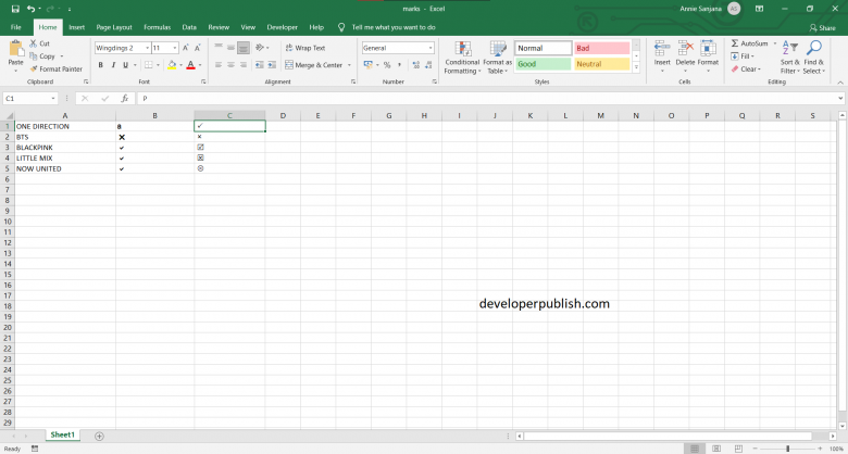 5 Best Ways to Insert a tick symbol and Cross mark in Excel