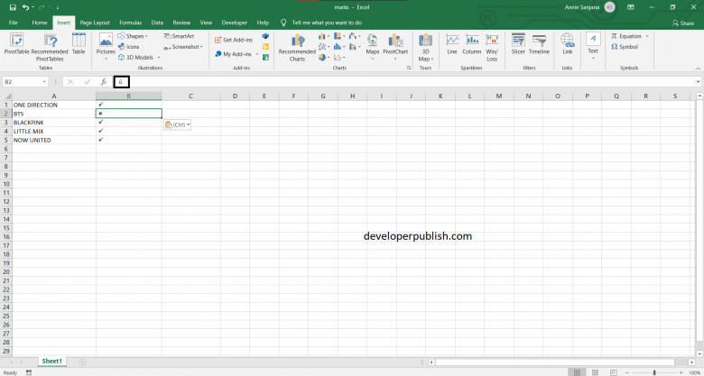 5 Best Ways to Insert a tick symbol and Cross mark in Excel