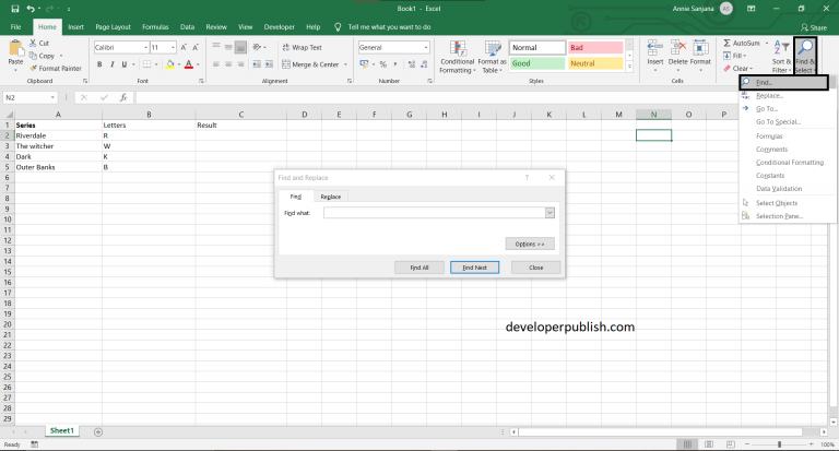 FIND function in Microsoft Excel - Developer Publish Tutorials