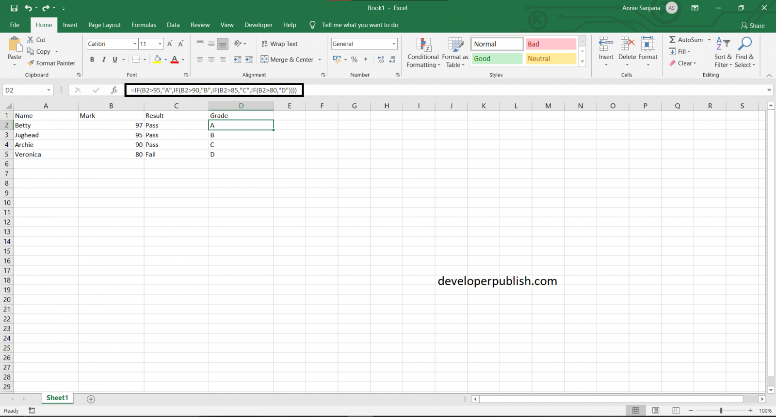IF Statement in Microsoft Excel - Developer Publish
