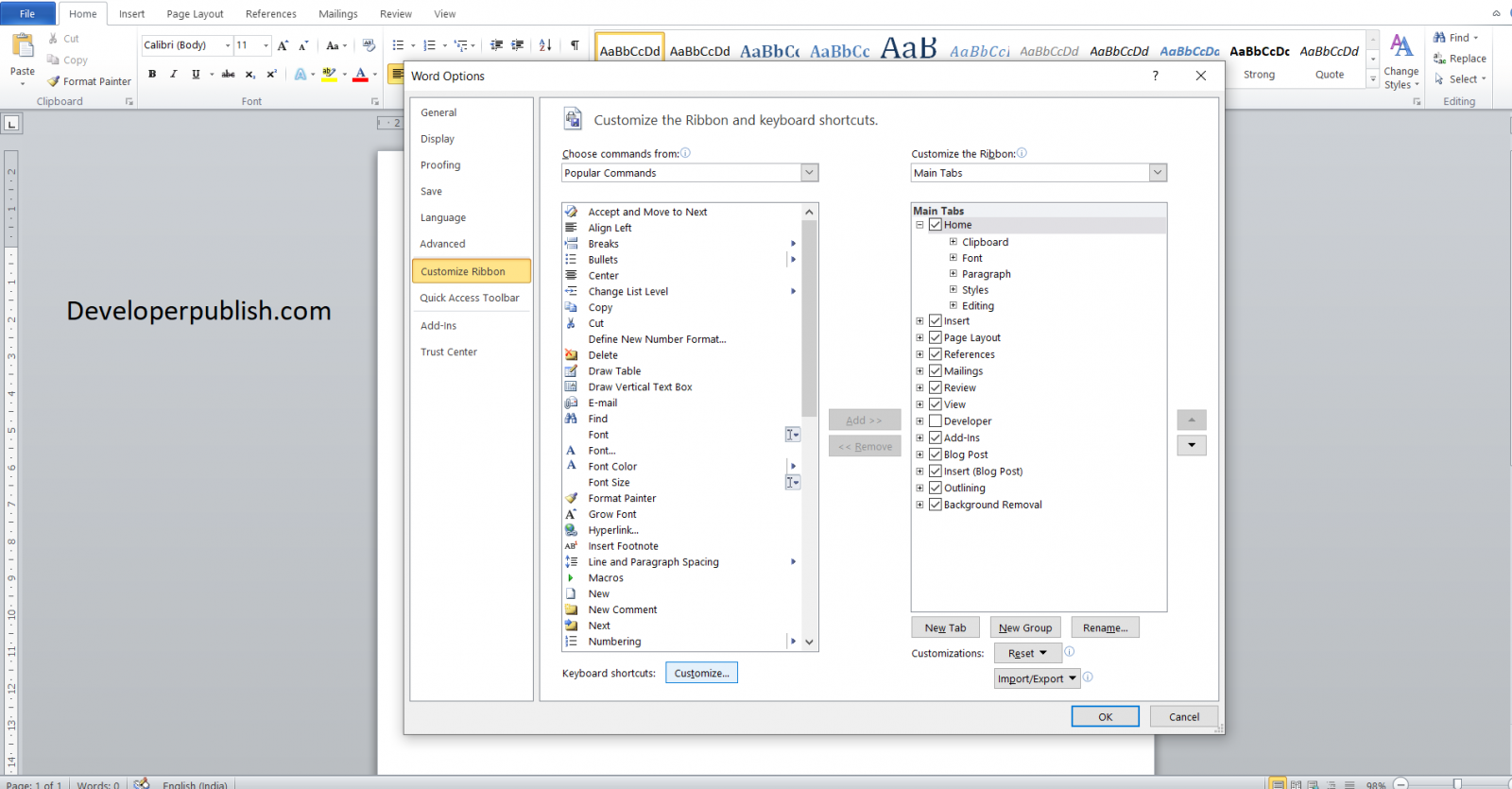 How To Customize Keyboard Shortcuts In Word Developer Publish