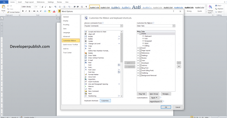 How to Customize Keyboard Shortcuts in Word? - Developer Publish