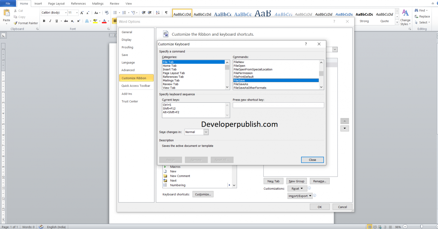 How to Customize Keyboard Shortcuts in Word? - Developer Publish