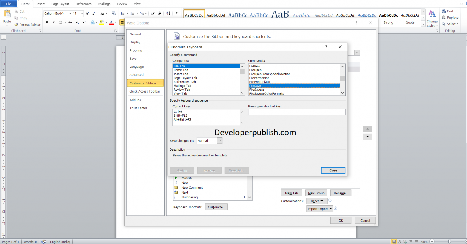 How to Customize Keyboard Shortcuts in Word? - Developer Publish