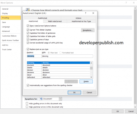 Autocorrect feature in Microsoft Word - Developer Publish