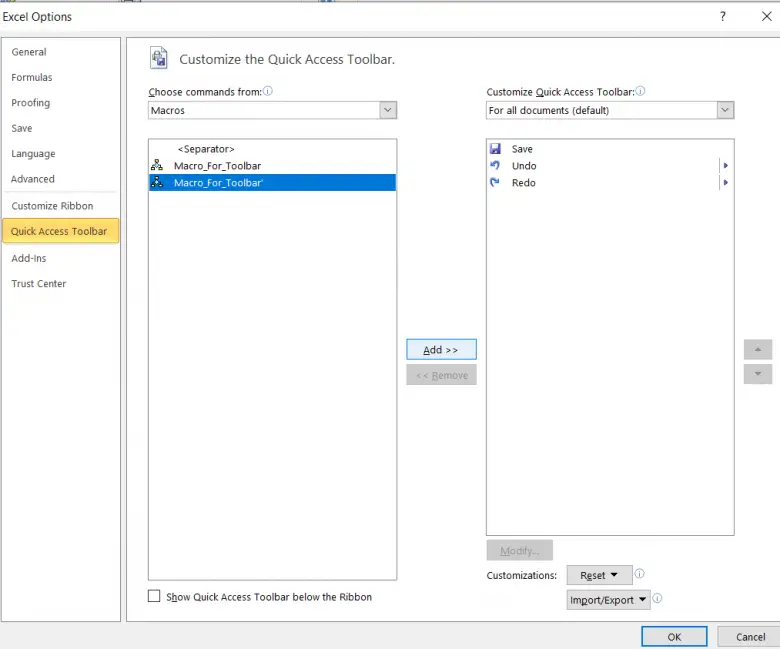 How To Add A Macro To The Toolbar In Microsoft Excel