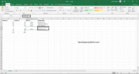 Comparison Operators in Microsoft Excel - Developer Publish