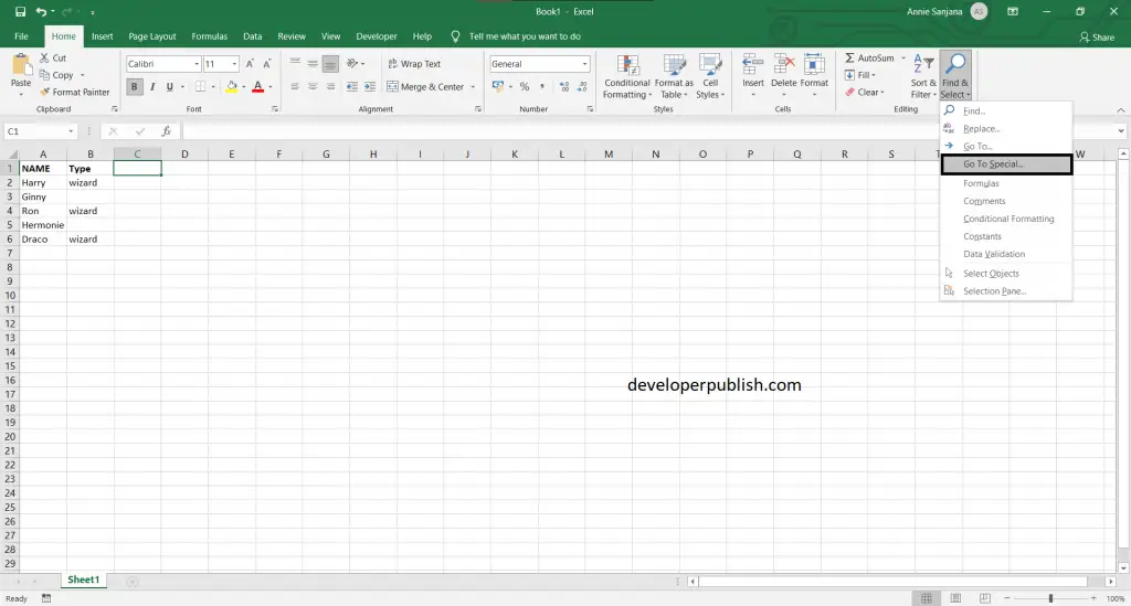 How To Find Blank Cells In Microsoft Excel Developer Publish
