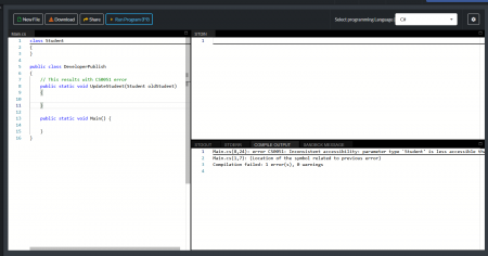 C# Error CS0051 – Inconsistent accessibility: parameter type 'type' is ...