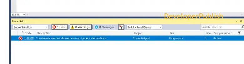 C Error Cs0080 Constraints Are Not Allowed On Non Generic Declarations