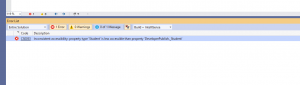 C# Error CS0053 – Inconsistent accessibility: property type 'type' is ...