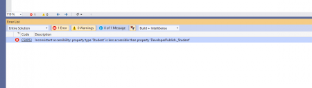 C# Error CS0053 – Inconsistent accessibility: property type 'type' is ...