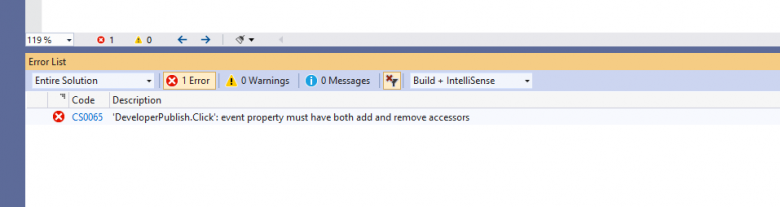 C# Error CS0066 – 'event' : event property must have both add and ...