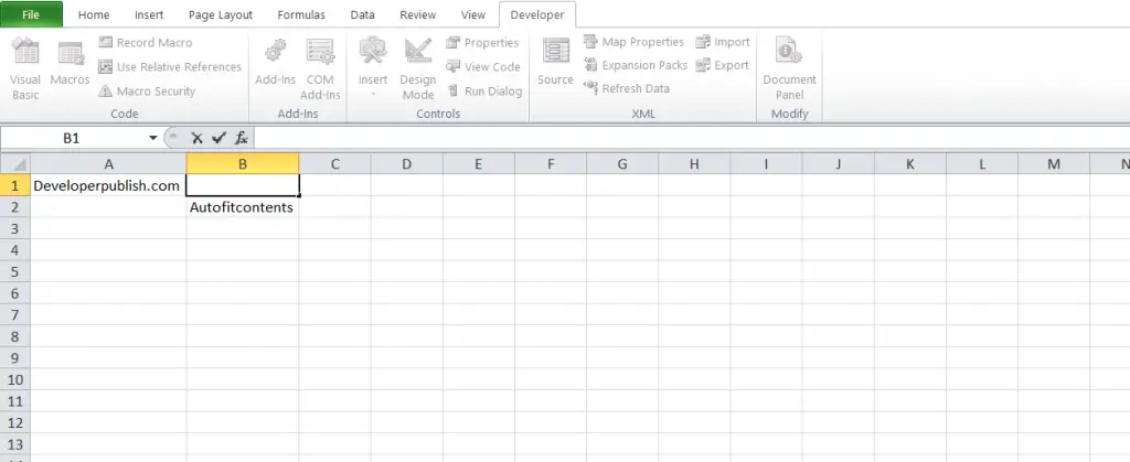 How To Set Column Properties In Excel VBA Developer Publish