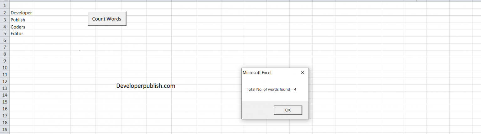 Count Words in Spreadsheet in Excel VBA - DeveloperPublish