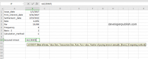 How to use ACCRINT Function in Excel? - DeveloperPublish