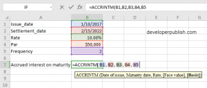 How to use ACCRINTM Function in Excel ? - DeveloperPublish