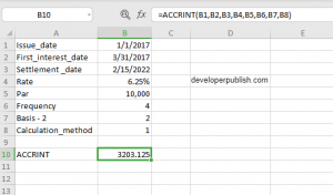 How to use ACCRINT Function in Excel? - DeveloperPublish